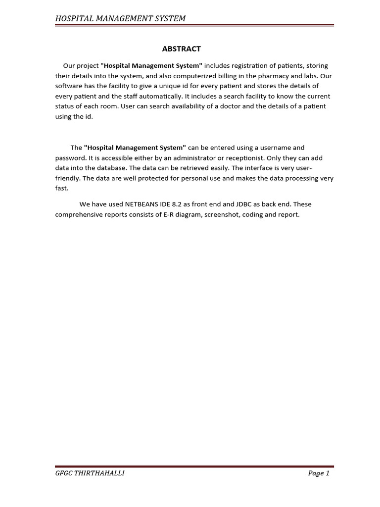 Hospital Management System(1) | PDF