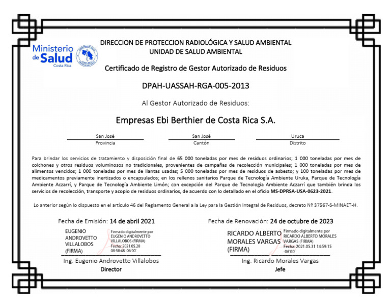 Certificado Gestor Autorizado | PDF