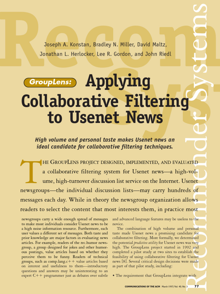 Grouplens History Recommendation | PDF