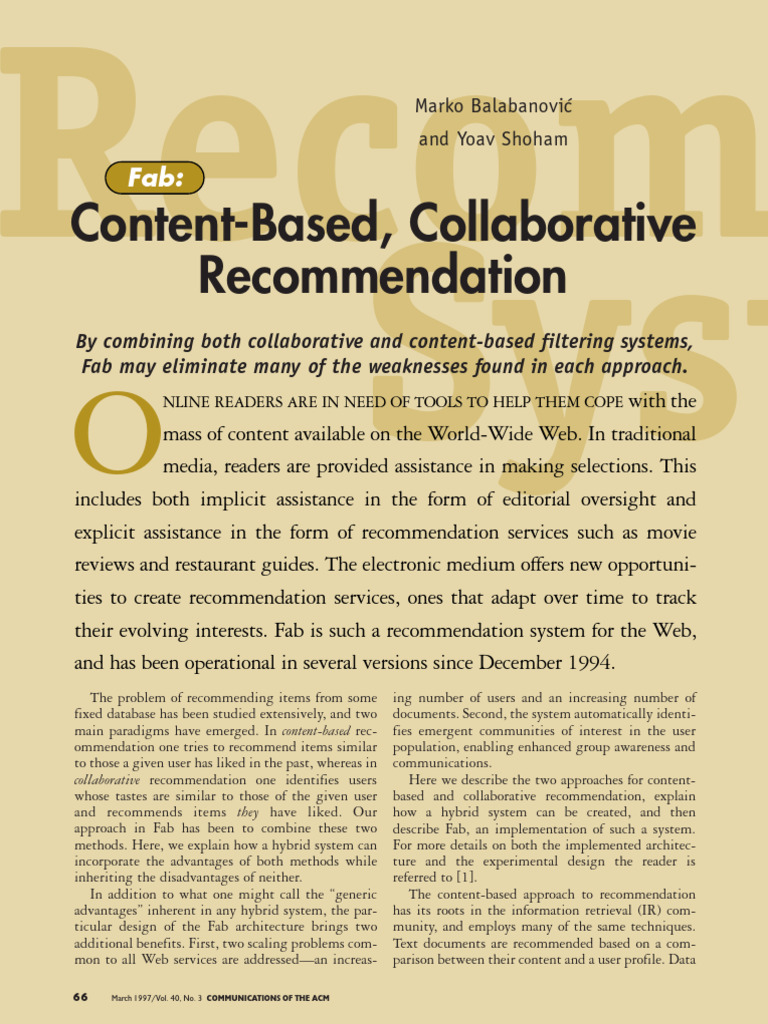 Fab Recommendation System | PDF