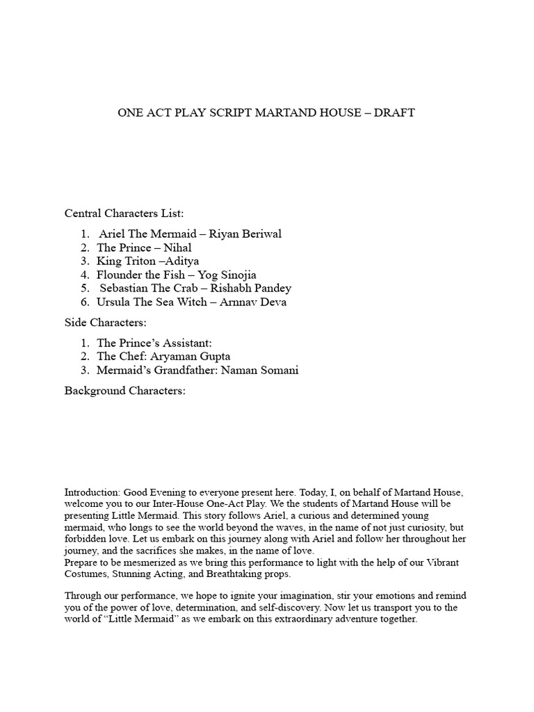 One Act Play Script Martand House | PDF | Classics