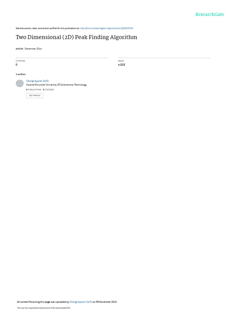 Two Dimensional 2D Peak Finding Algorith | PDF