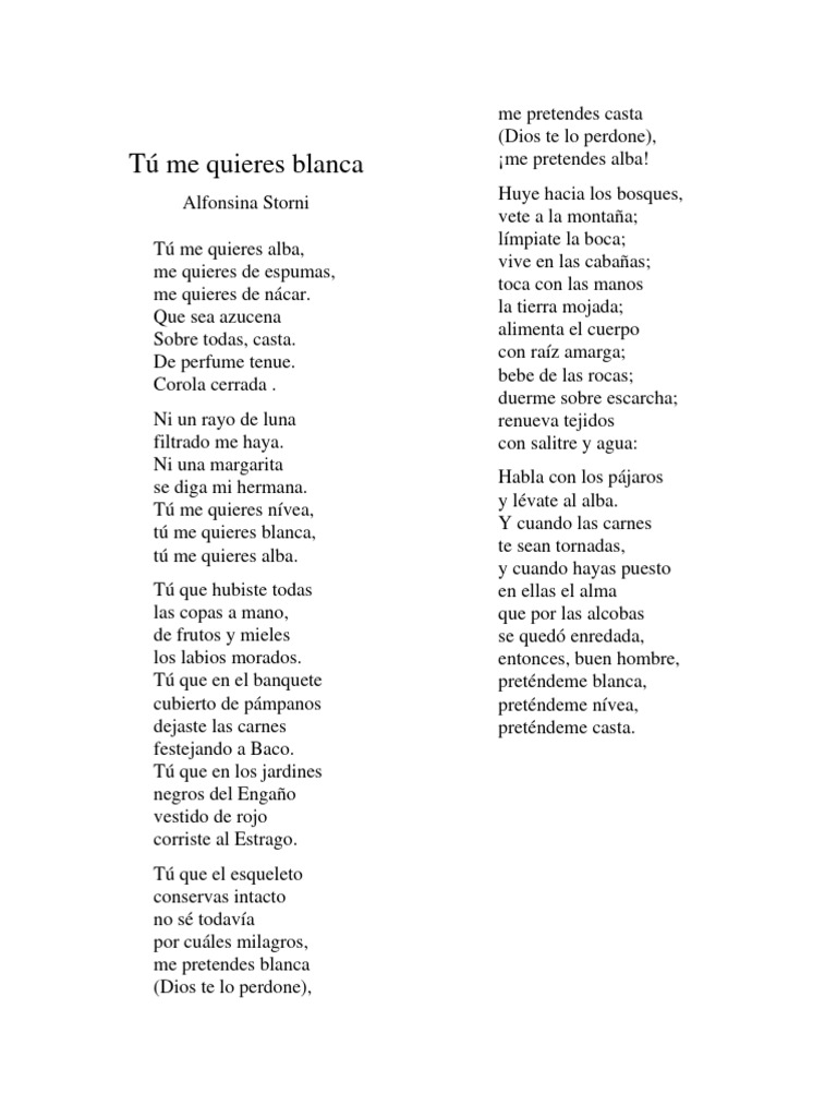 Poema Tú Me Quieres Blancaa | PDF