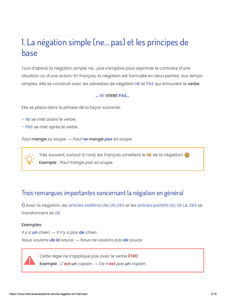Guide de la Négation en Français | PDF | Arts du langage et discipline