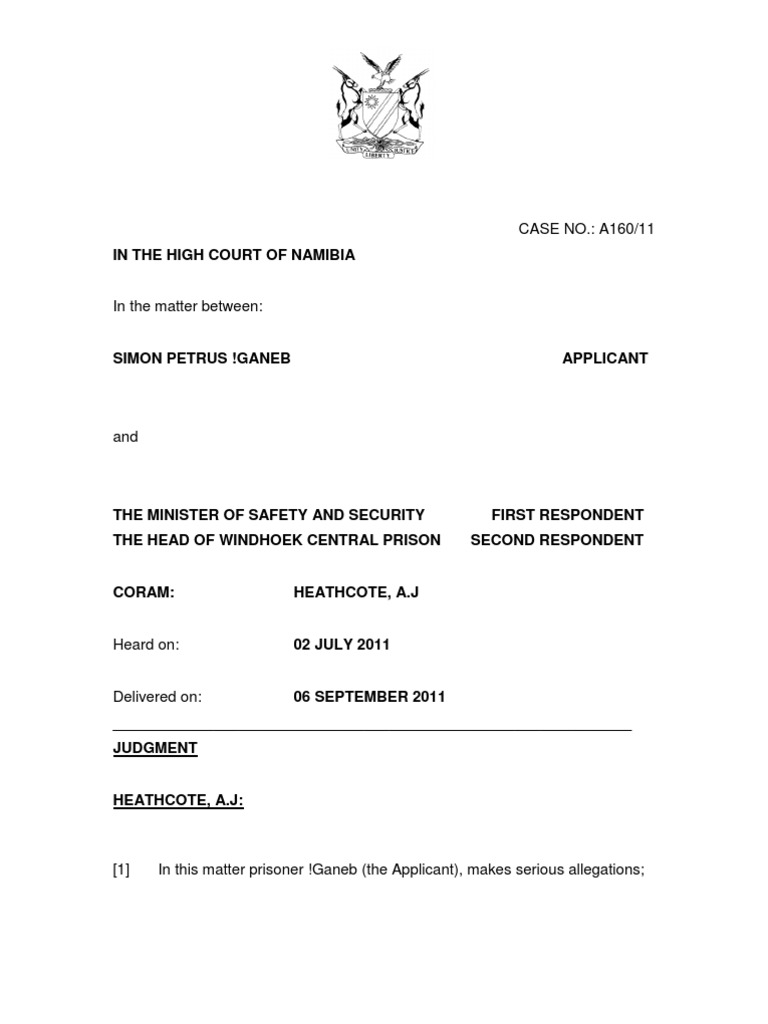 Judgment (Simon Petrus Ganeb and Minister of Safety and Security and ...