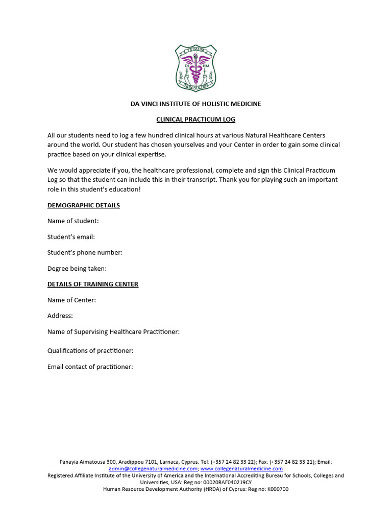 Clinical Practicum Log | PDF