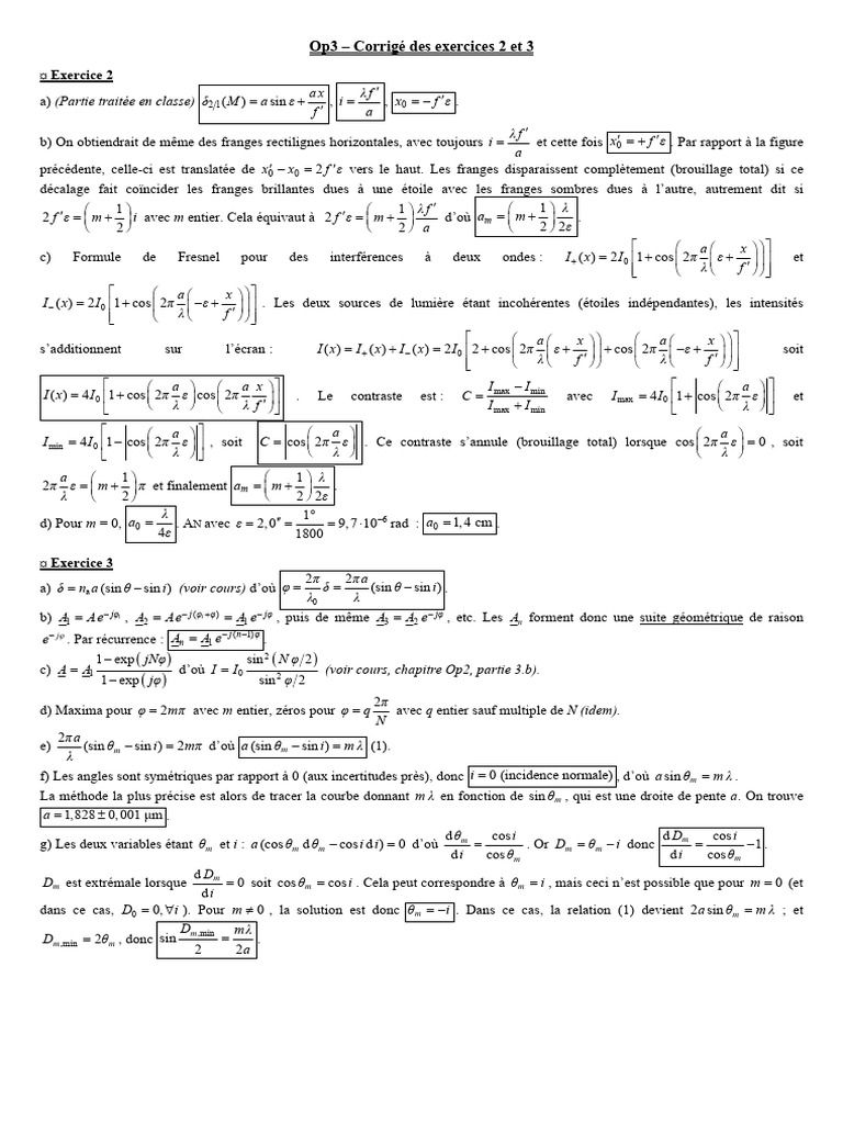 Corrigé de Deux Exercices de Op3 | PDF