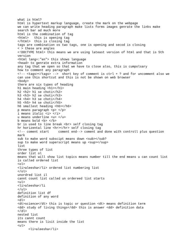 Html Notes Pdf Html Cyberspace