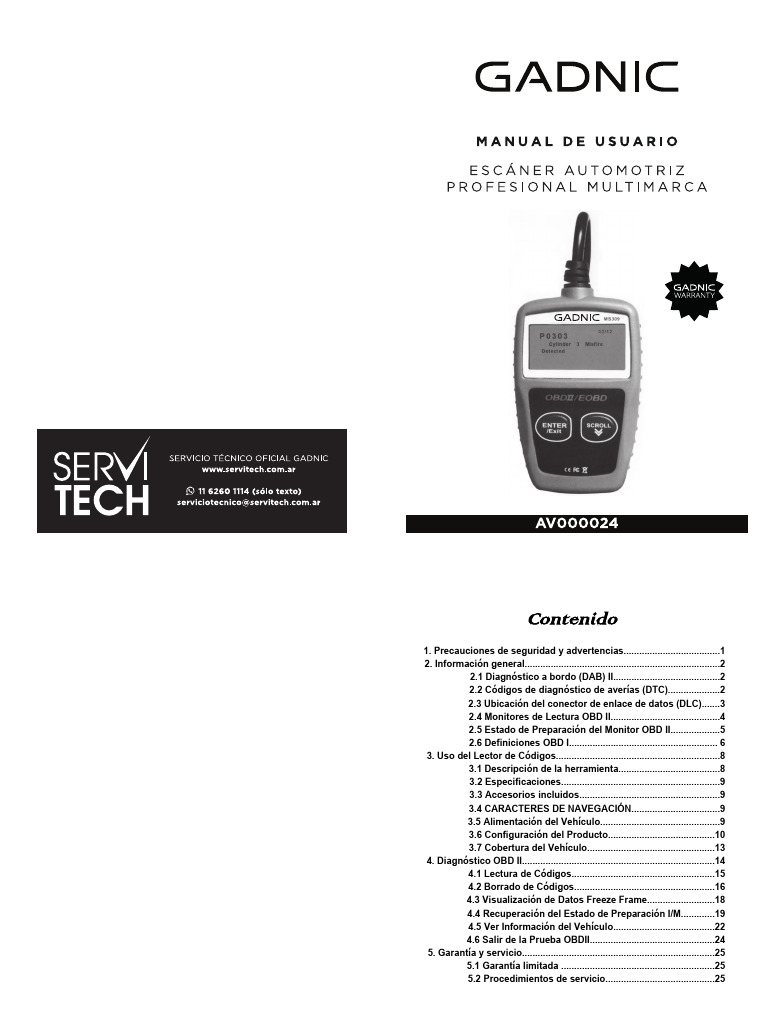 Manual del Escáner Automotriz MS309 | PDF | Vehículos | Tecnología de ...