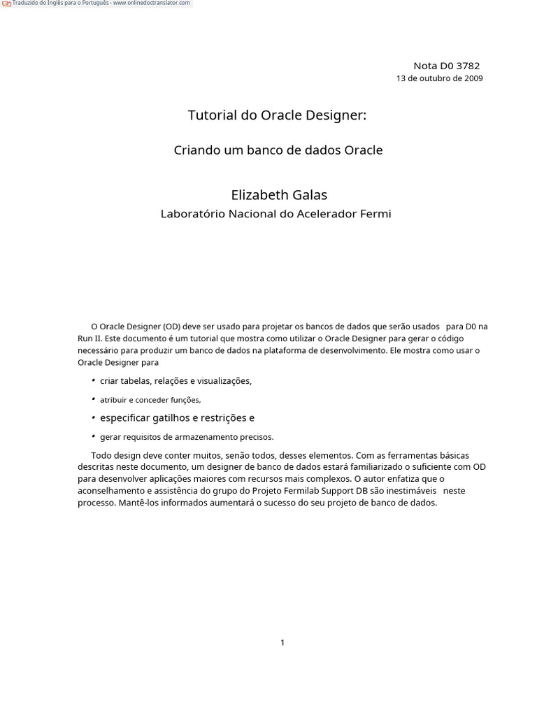 Oracle Designer Tutorial - En.pt | PDF | SQL | Bancos de dados