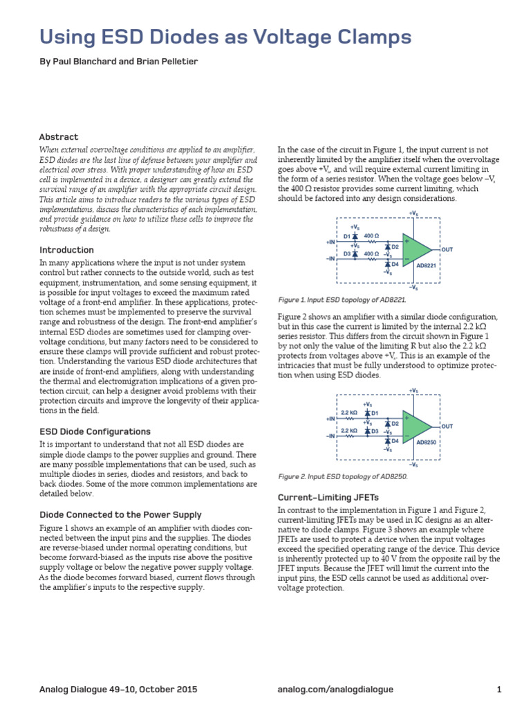 Esd Diodes As Voltage Clamps | PDF