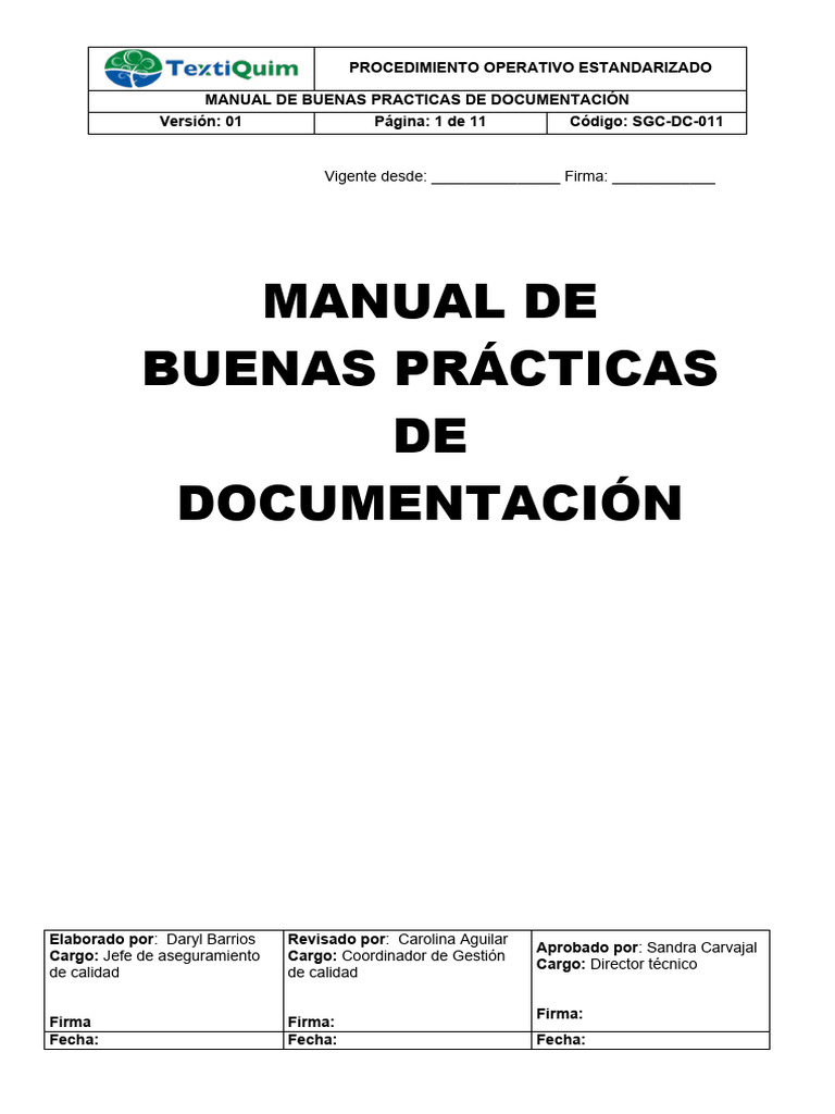 SGC-DC-011 Manual de Buenas Prácticas de Documentación | Descargar ...