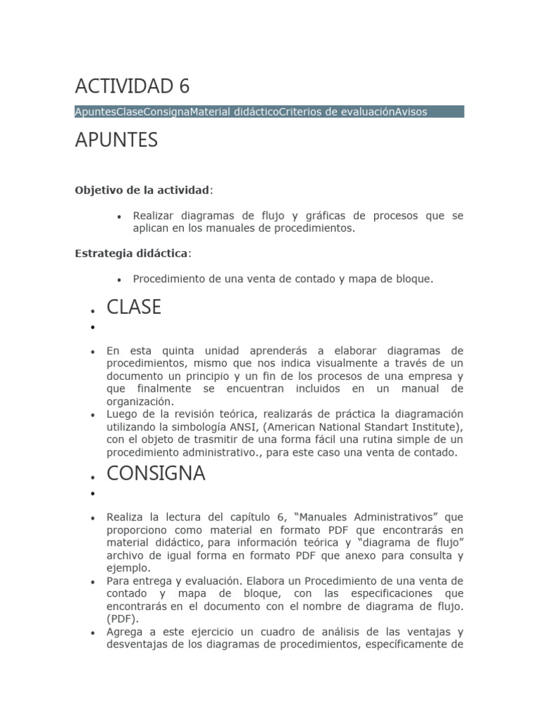 Instrucciones Actividad 6 | PDF Instrucciones Actividad 6 | PDF