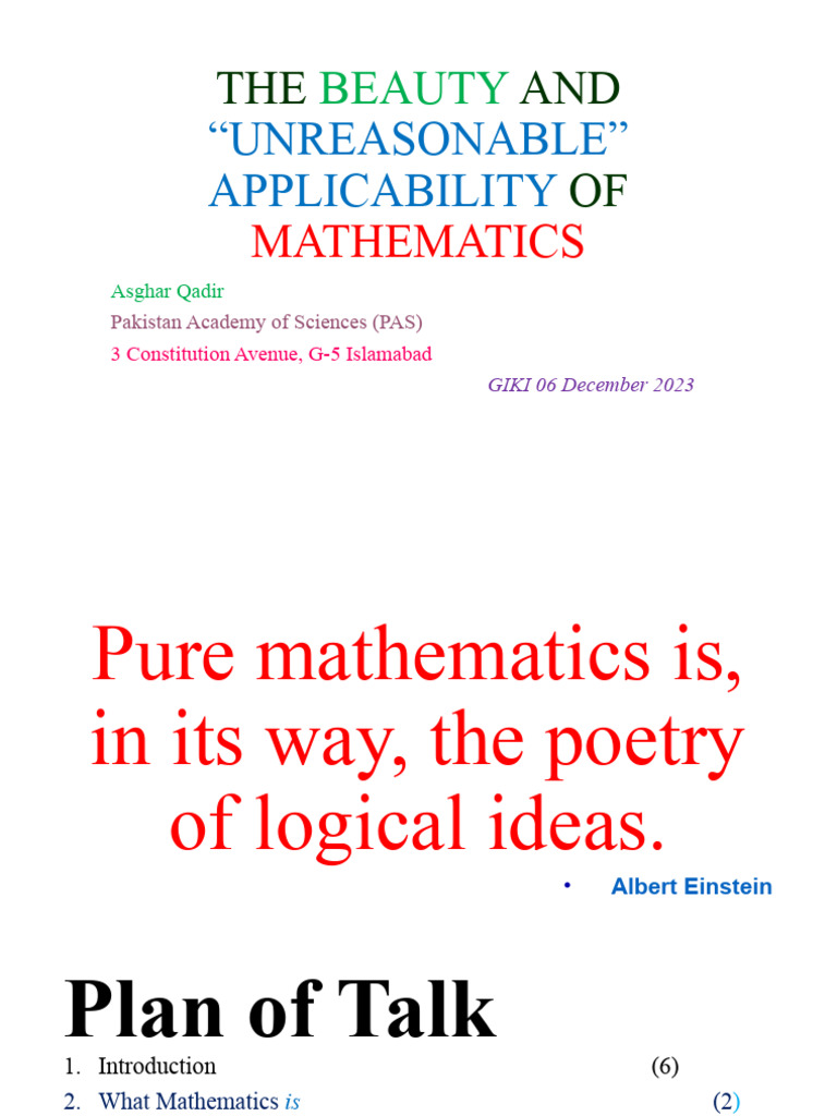 Beauty and Applicability of Mathematics | PDF | Numbers | Mathematics