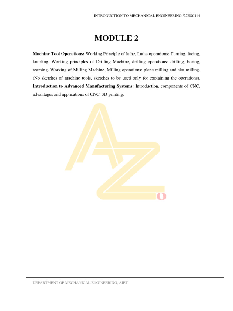 Mechanical Engineering Module 2 | Download Free PDF | Drilling | Machining