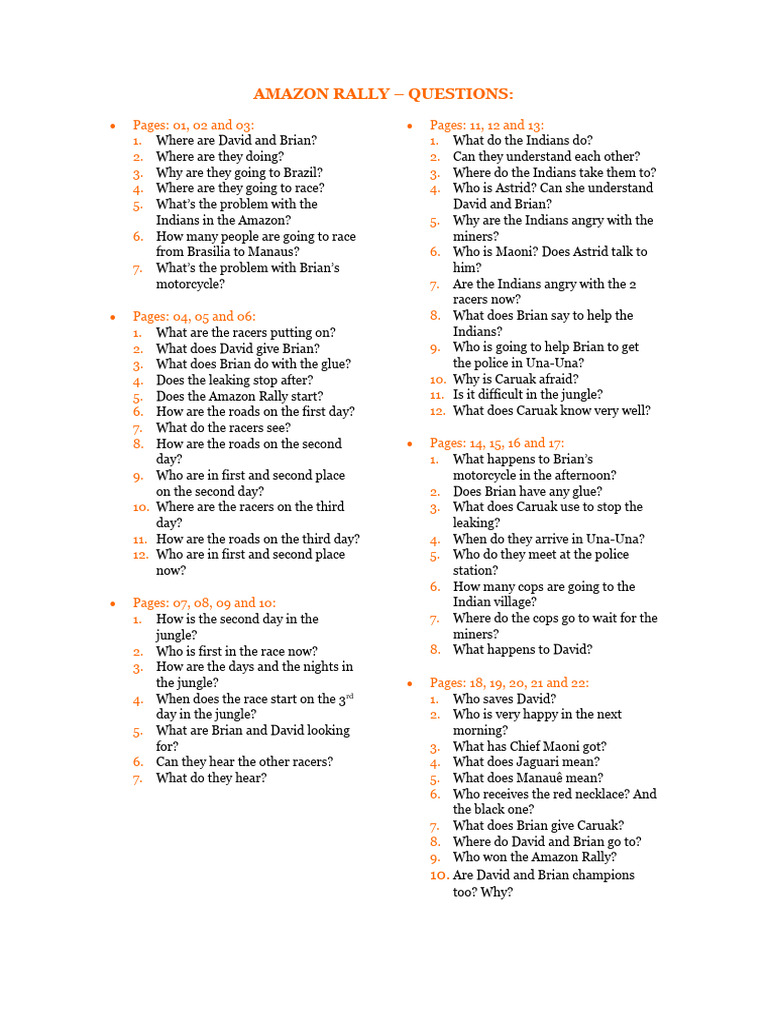Amazon Rally - Questions | PDF