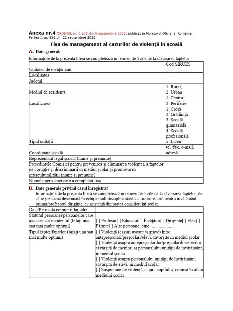 Fisa Management Violenta | PDF