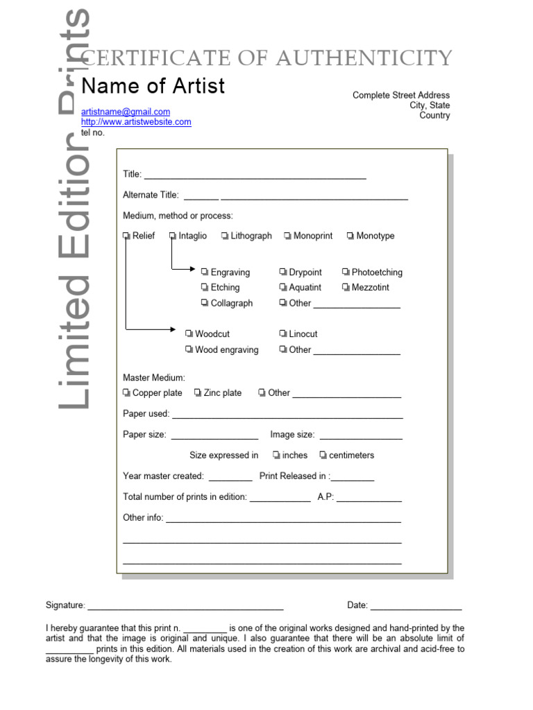 Certificate of Authenticity 10 | PDF