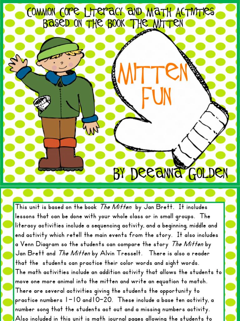 Mitten Fun: Common Core Literacy and Math Activities Based On The Book ...