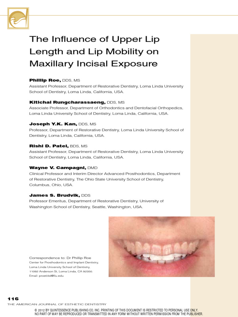Upper Lip Length and Incisal Exposure | PDF