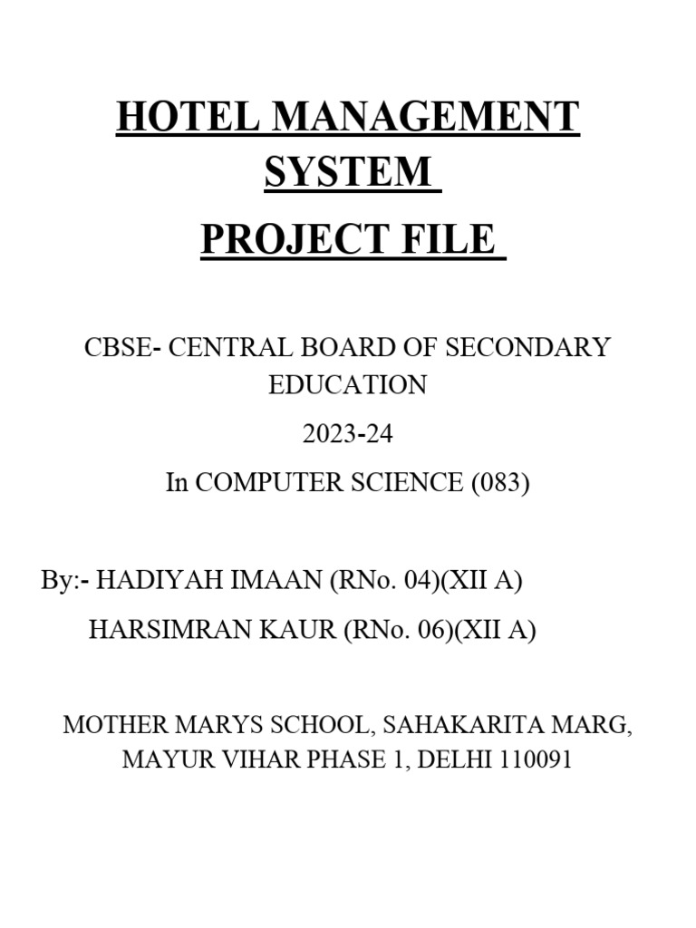HOTEL MANAGEMENT SYSTEM (1) | PDF