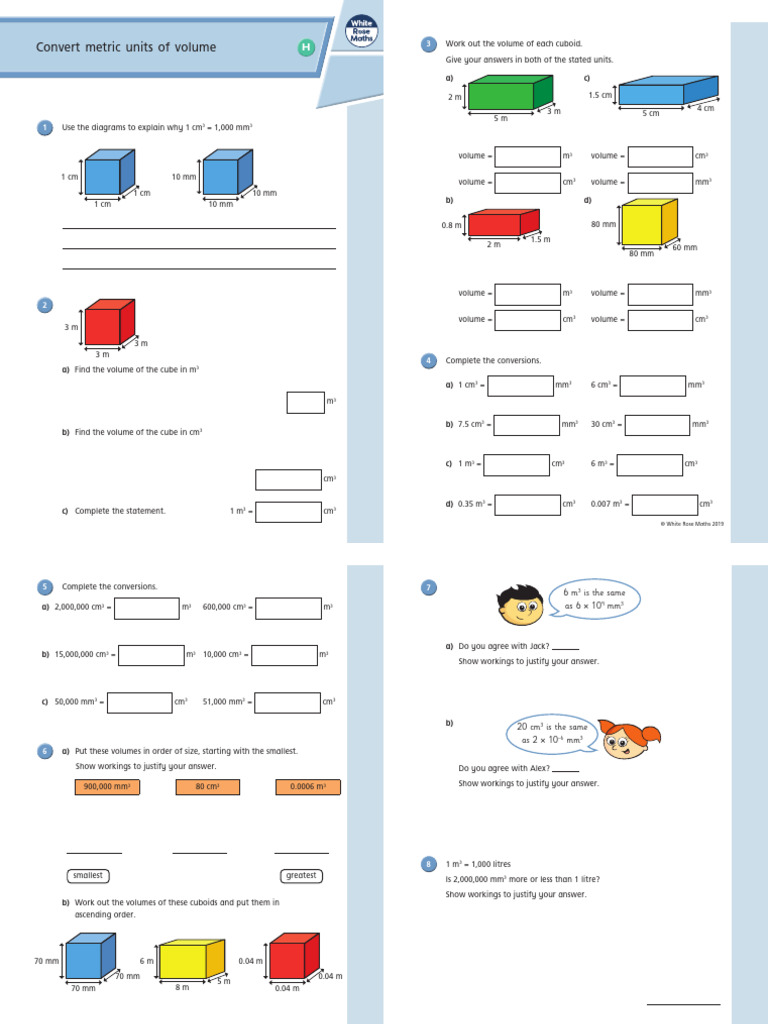 (448293) 10 Convert Metric Units of Volume | PDF | Volume | Geometric ...