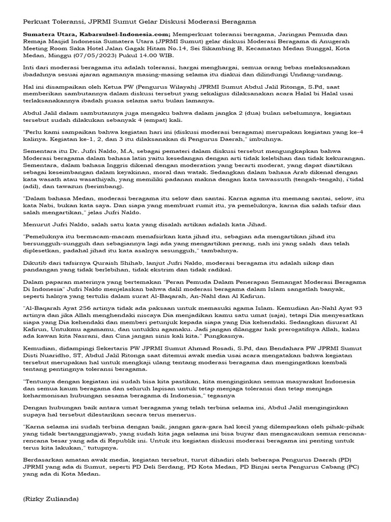 Perkuat Toleransi | PDF