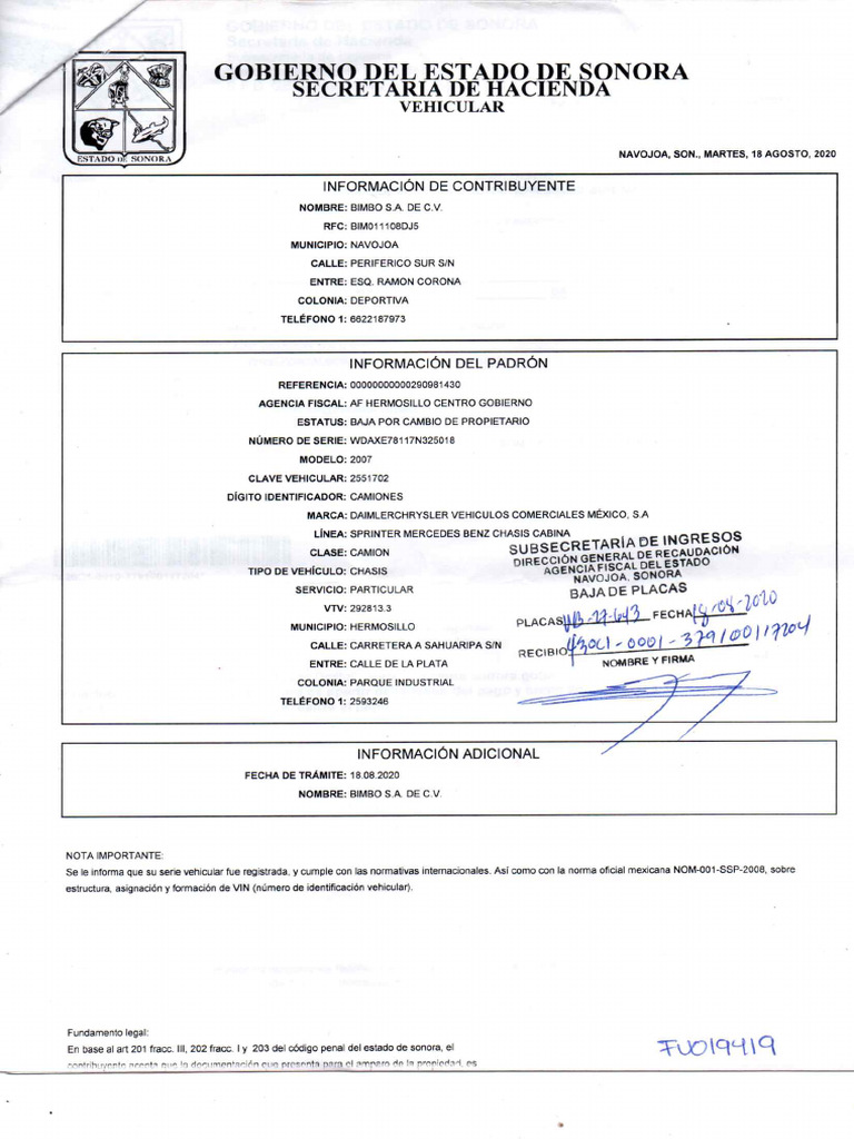 Baja de Placa Sonora20220317 - 11390399 | PDF