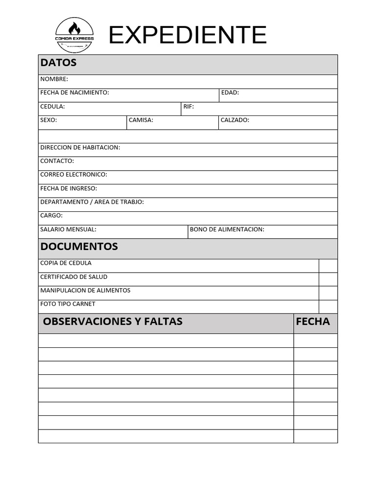 Expediente Laboral: Datos y Documentos | PDF