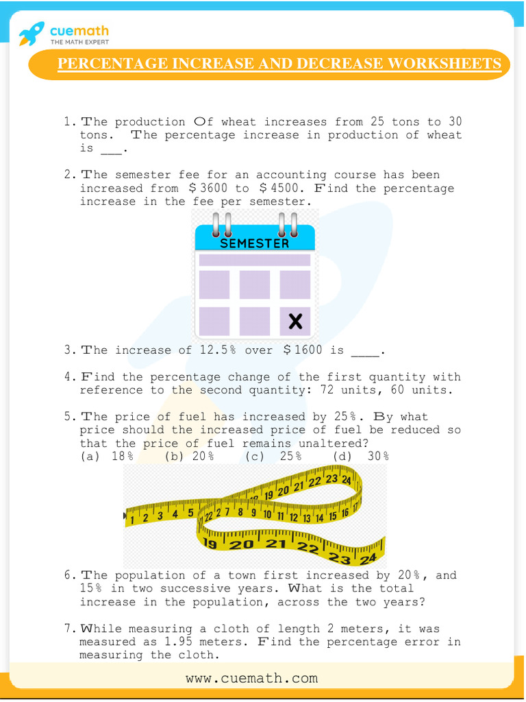 Percentage Increase and Decrease Worksheet 1 | PDF | Business ...