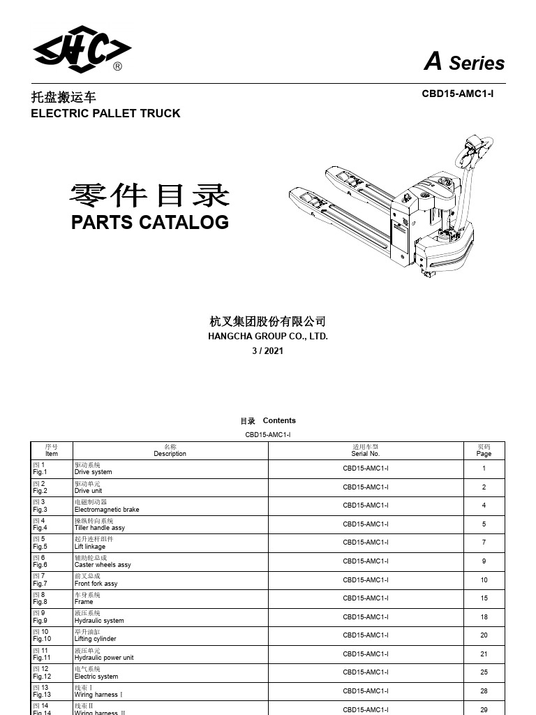 Hangcha CBD15-AMC1-1 Parts Manual | PDF