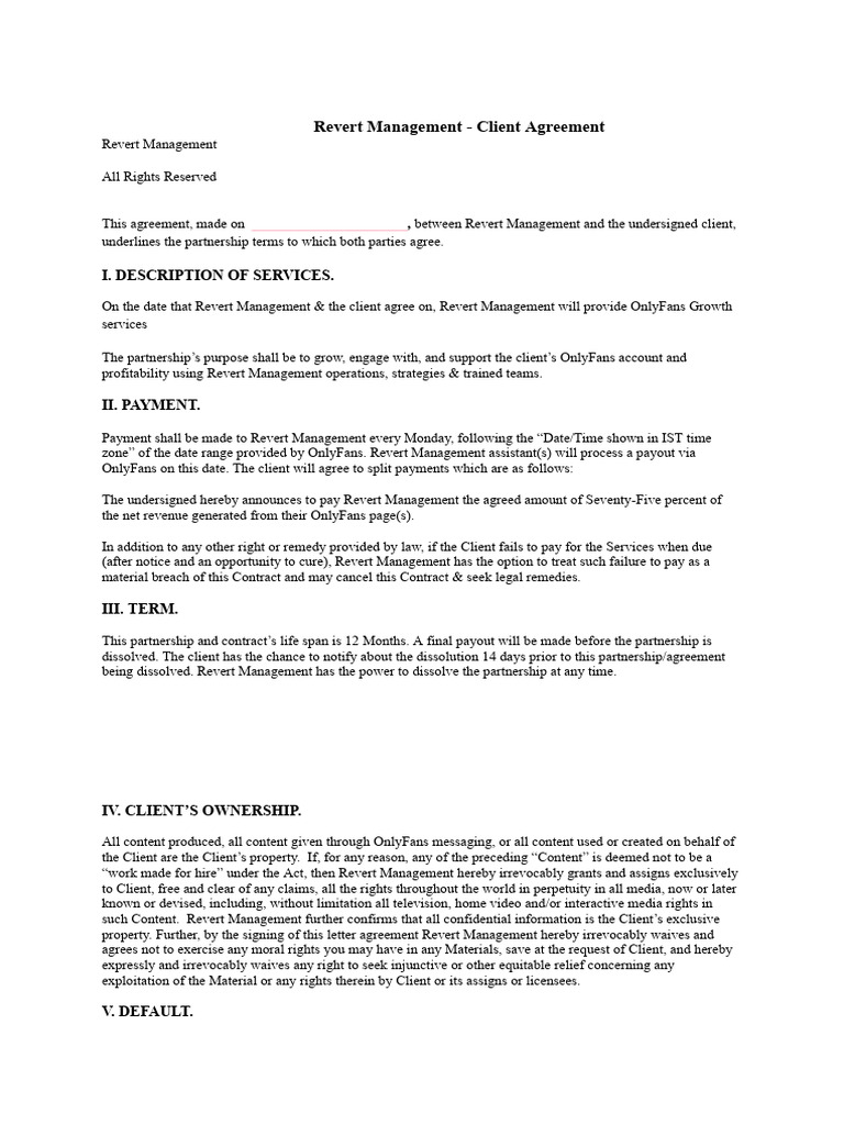 Revert Mangement - Client Agreement | PDF