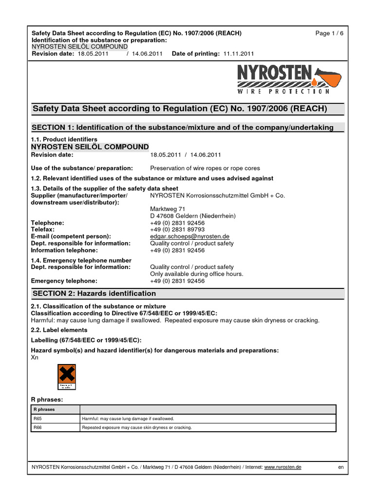 D Sheet - Nyrosten Oil Compound | PDF