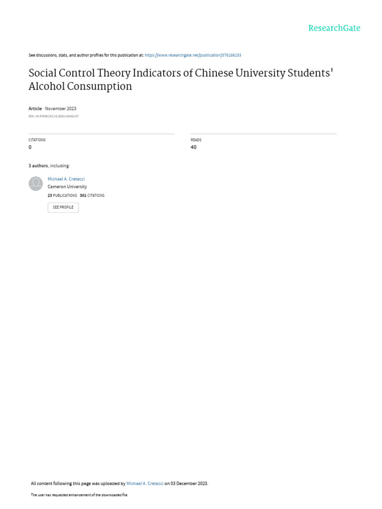 Social Control Theory Indicators | PDF