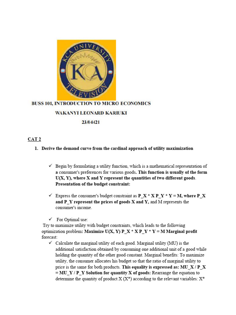 CAT 2 BUSS 101 | PDF | Demand | Utility