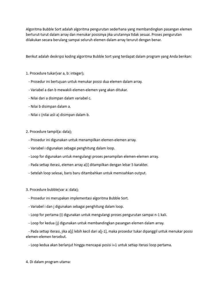 Algoritma Bubble Sort: Panduan Koding | PDF | Metode & Bahan Ajar ...
