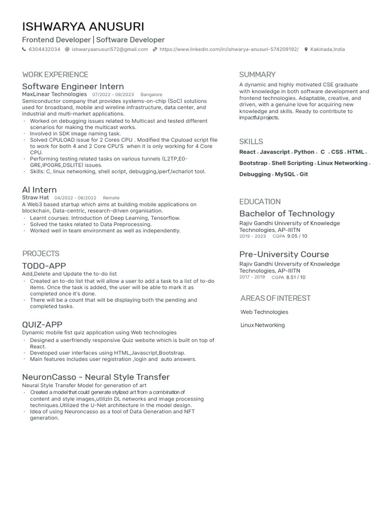 Ishwarya Resume-1 | PDF | Internet & Web | World Wide Web