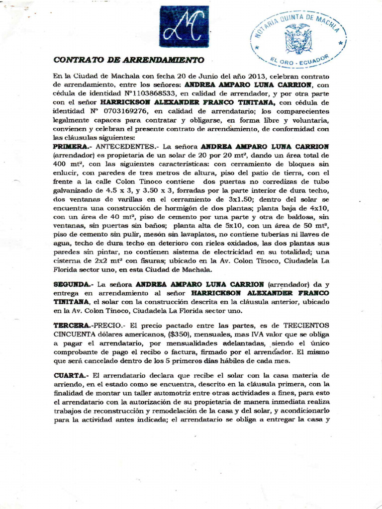 Contrato Machala | PDF