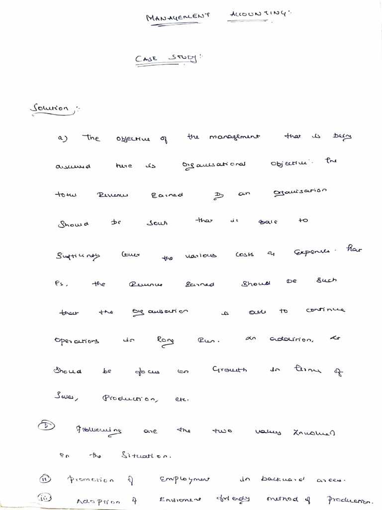 Management Accounting CASE Study | PDF