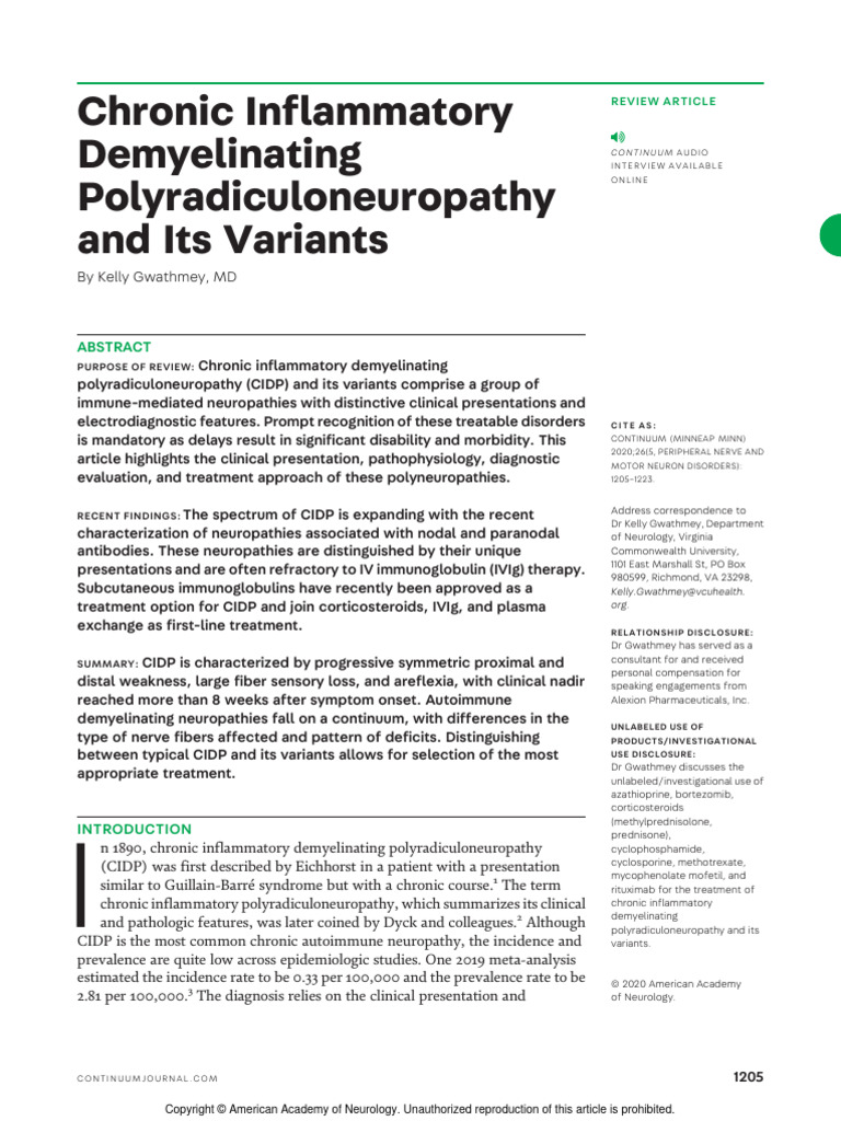 Chronic Inflammatory Demyelinating Polyradiculoneuropathy and Its ...