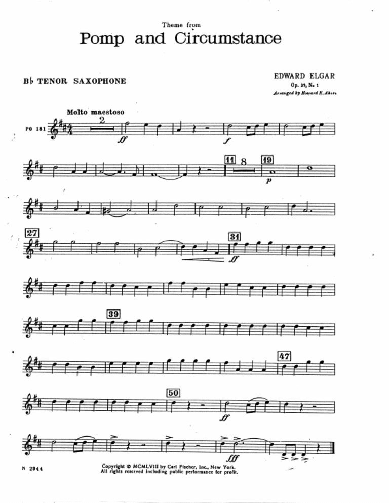 Pompa y Circunstancia Op. 39 N° 1 - Saxofón Tenor | PDF