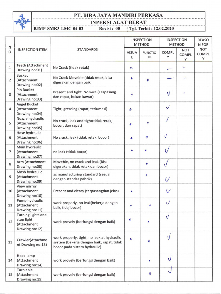 Inspeksi Alat Berat | PDF
