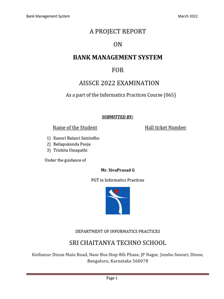 Bank Management System | PDF