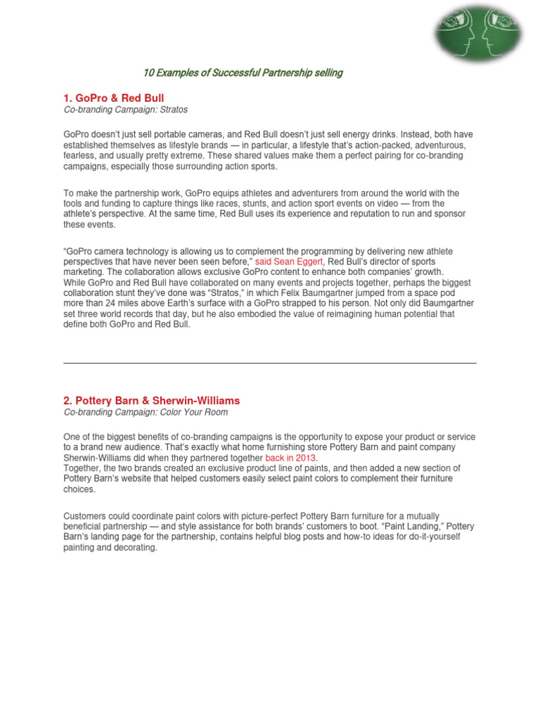 10 Examples of Successful Partnership Selling | PDF