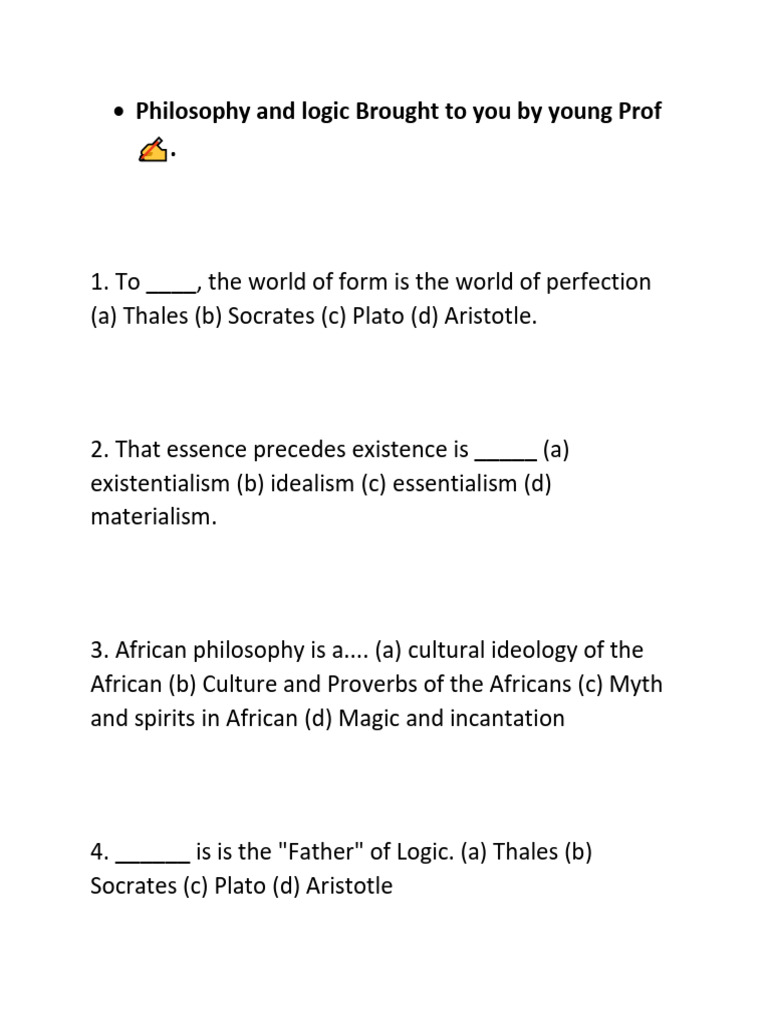 Philosophy and Logic Quiz | PDF