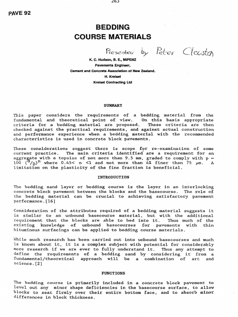 Bedding Course Materials: Pave 92 | PDF