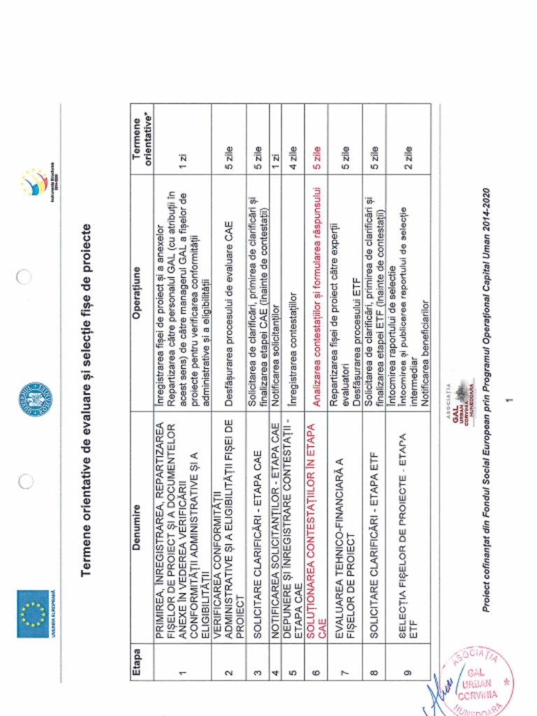Anexa 15 Termene Orientative Evaluare Si Selectie Fise Proiecte | PDF