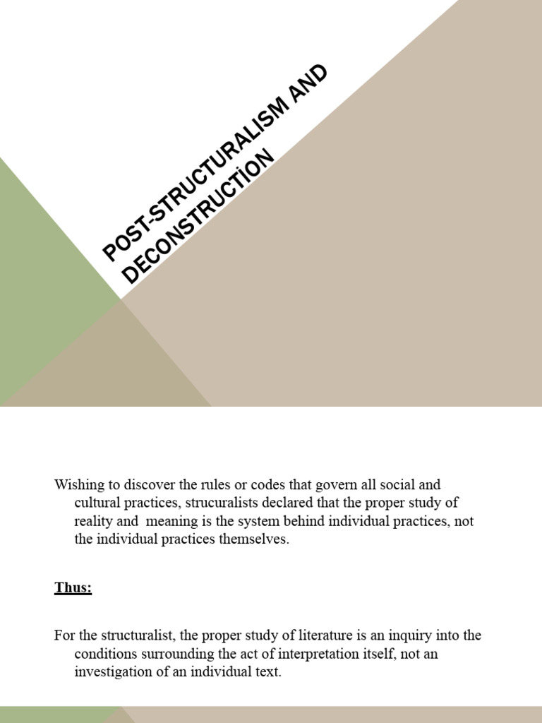 8-Post-Structuralism and Deconstruction | PDF | Social Science | Philosophy