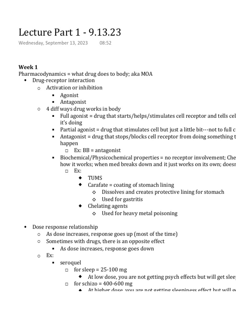 Pharmacodynamics Lecture Notes | PDF