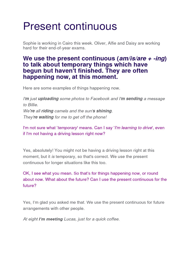 Present Continuous | PDF